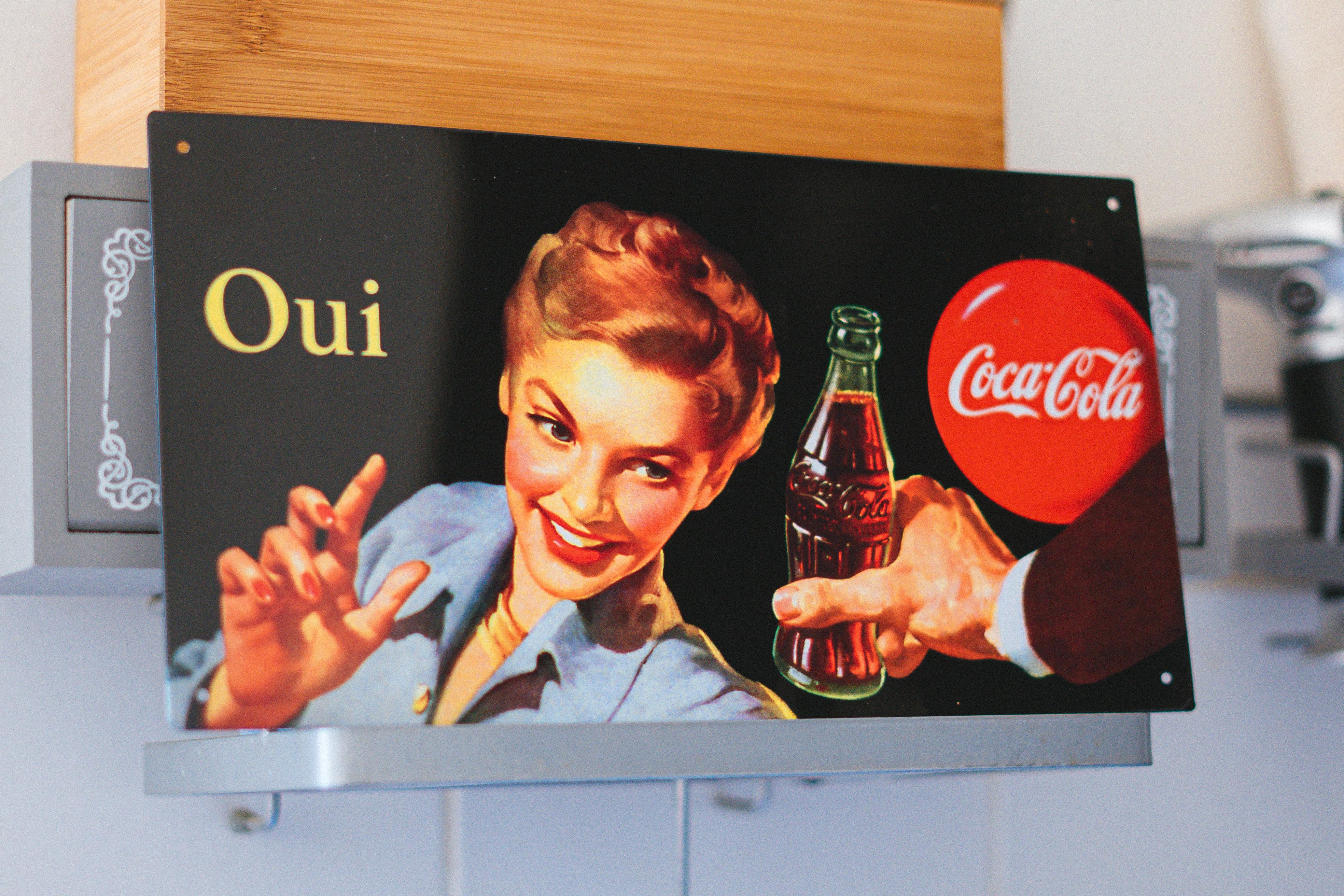 Ancienne plaque enseigne publicitaire Coca Cola "oui" vintage | Selency