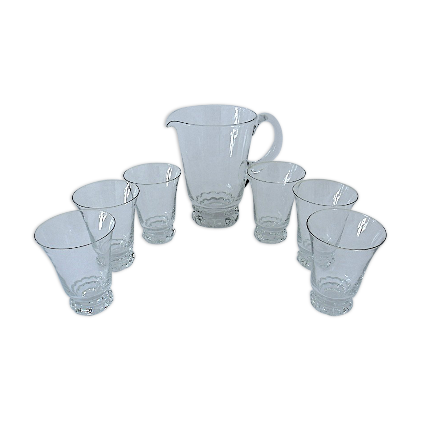 Service à orangeade en cristal incolore composé d'un pichet et de six ...