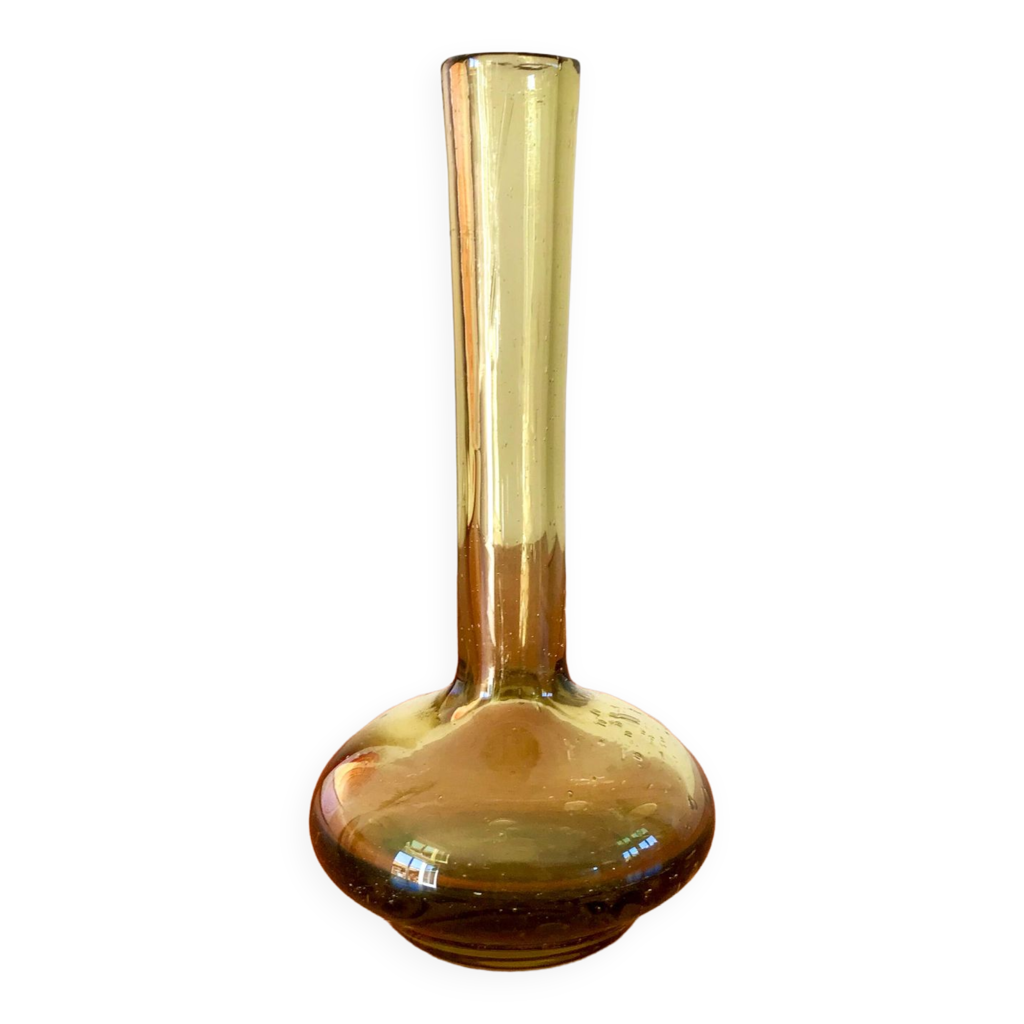petit soliflore en verre bullé style Biot design années 70 | Selency