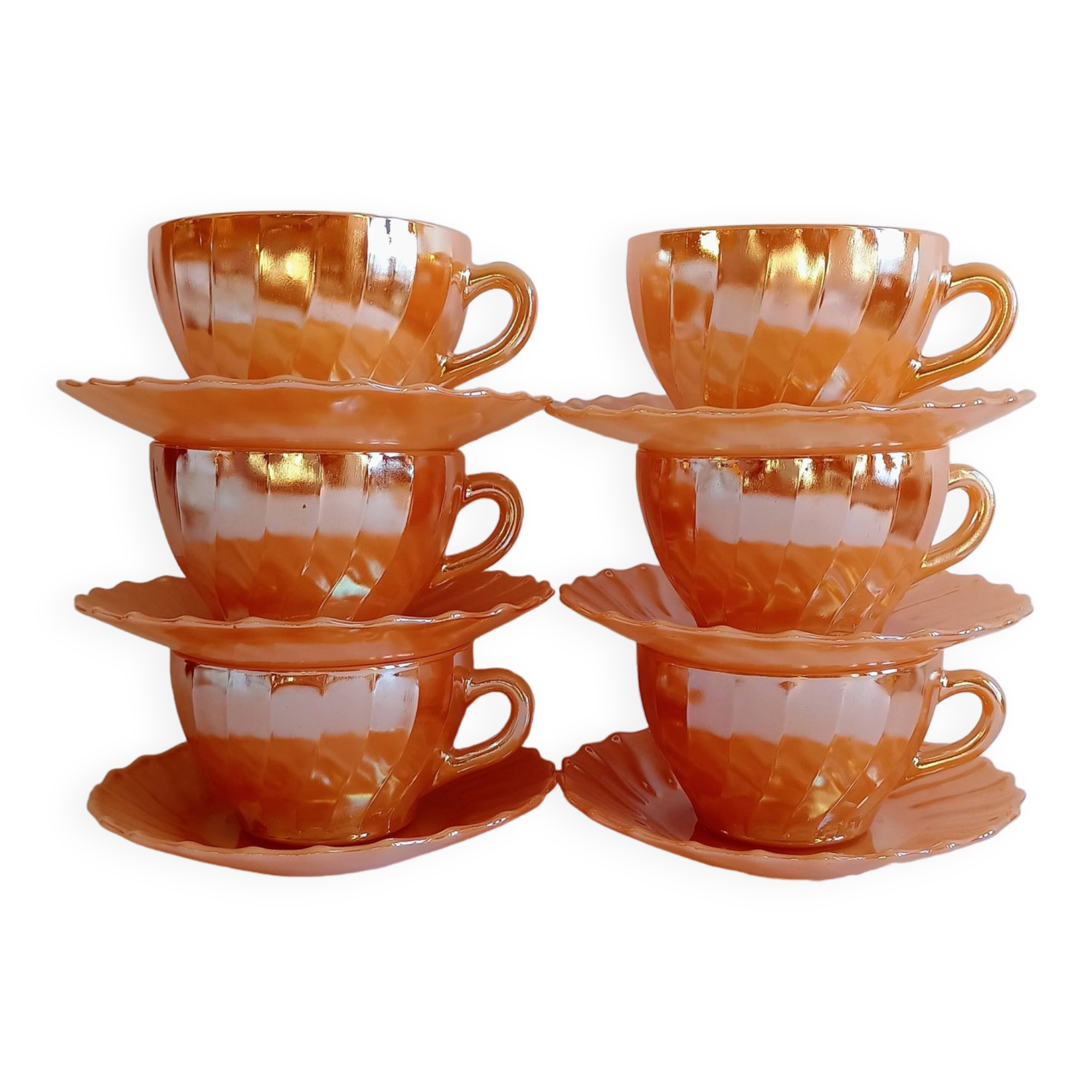 Ensemble de 6 tasses et 6 sous tasses termocrisa mexico vintage | Selency