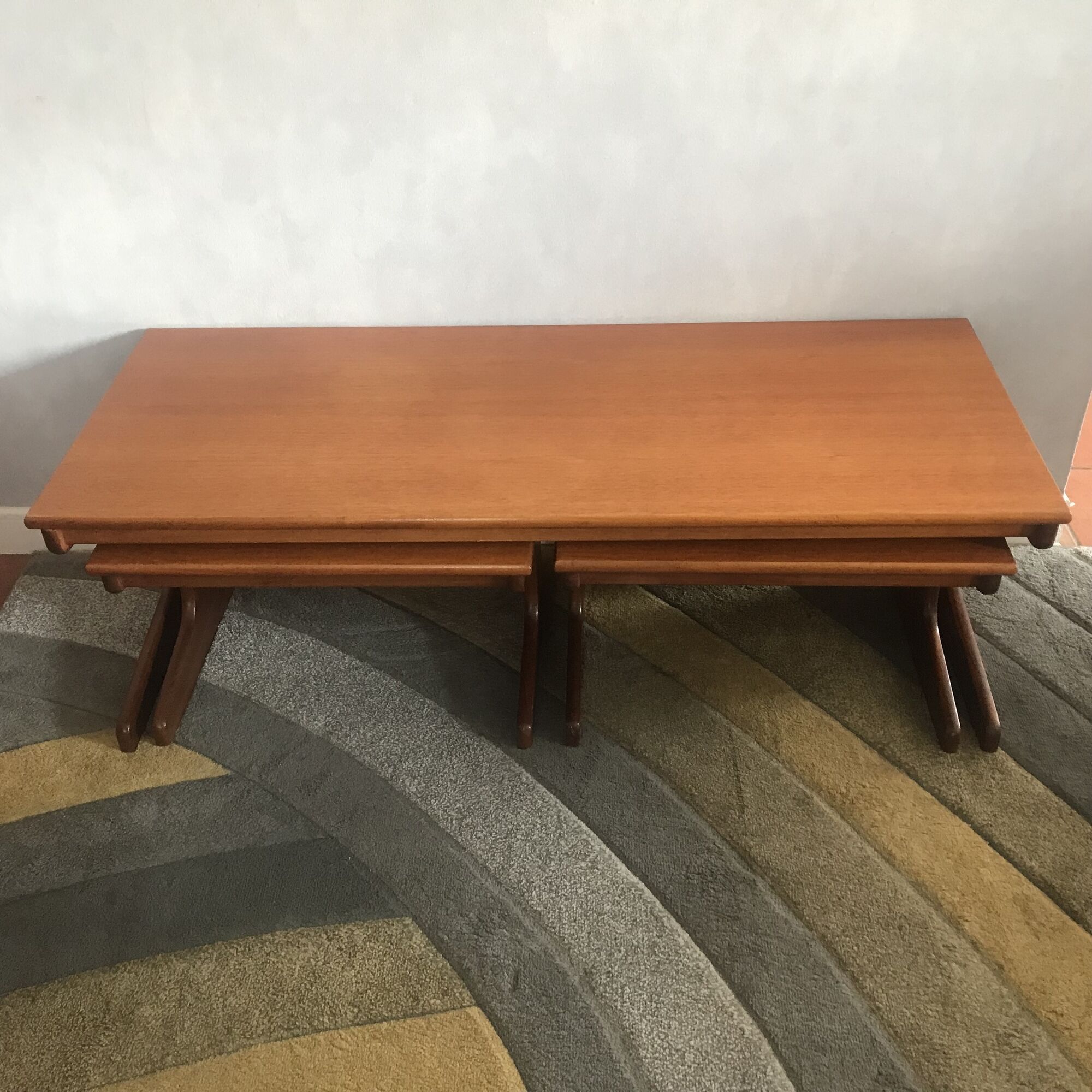 1960's vintage teak coffee table with two Scandinavian design nesting tables | Selency