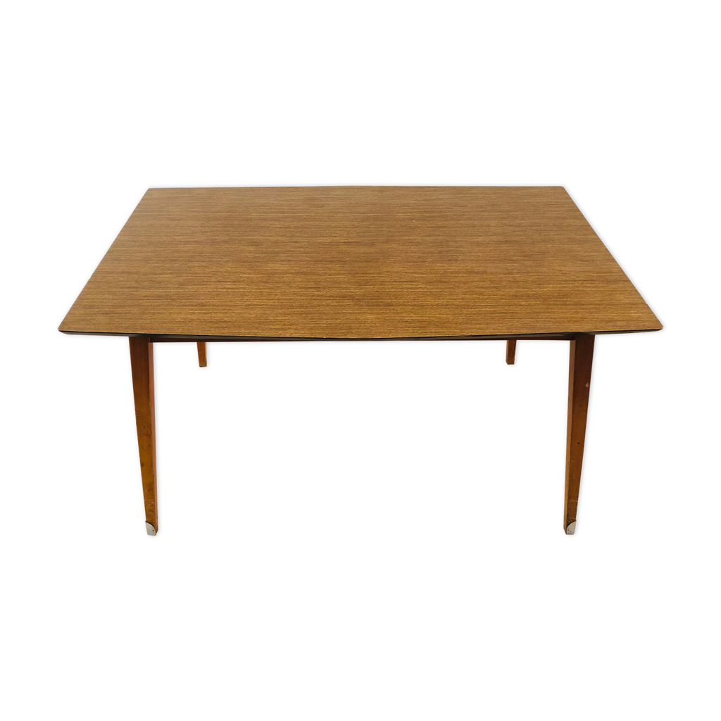 Table à manger vintage en teck et formica avec rallonges 1970 | Selency