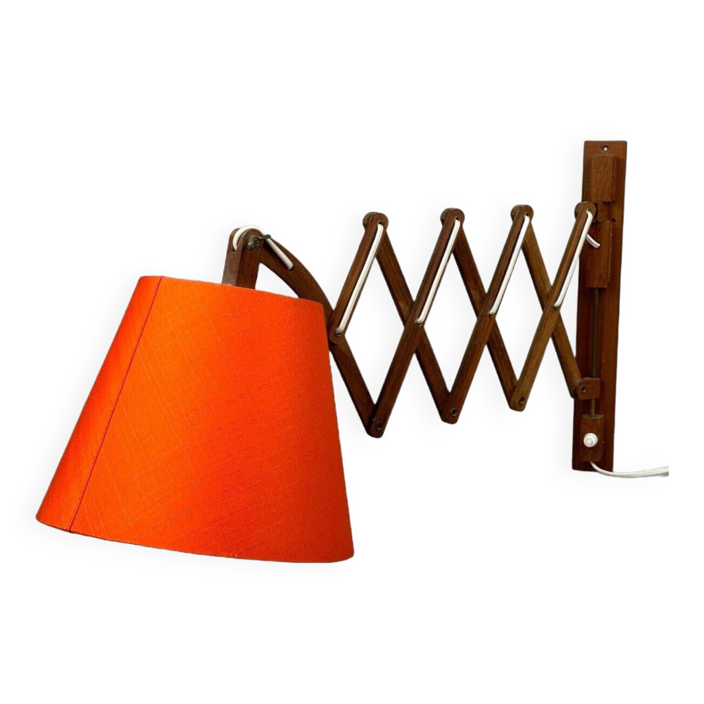 60s 70s scissor lamp wall lamp by Aro Leuchten Teak Space Age Design | Selency