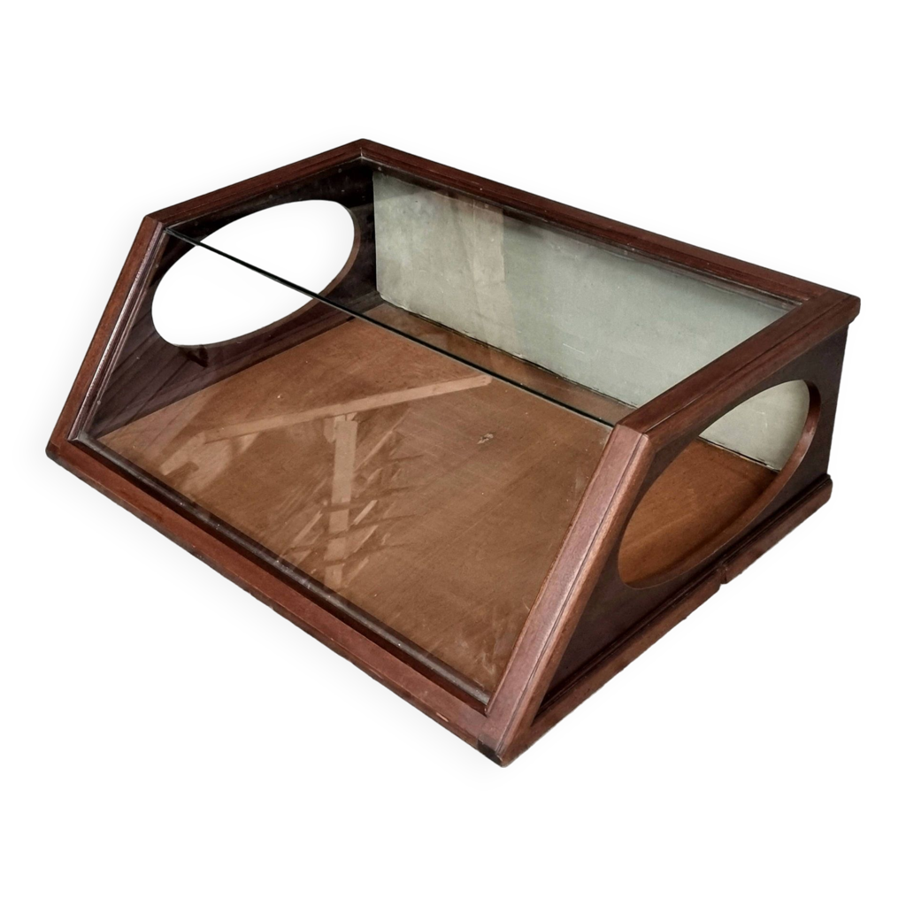 Old table showcase display walnut 61 x 85 cm | Selency
