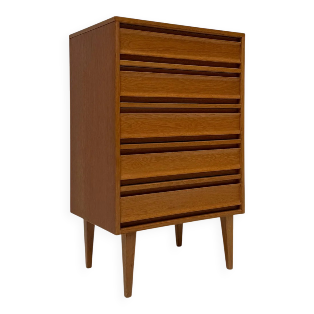 Commode haute en chêne vintage des années 1960, style mid-century ...