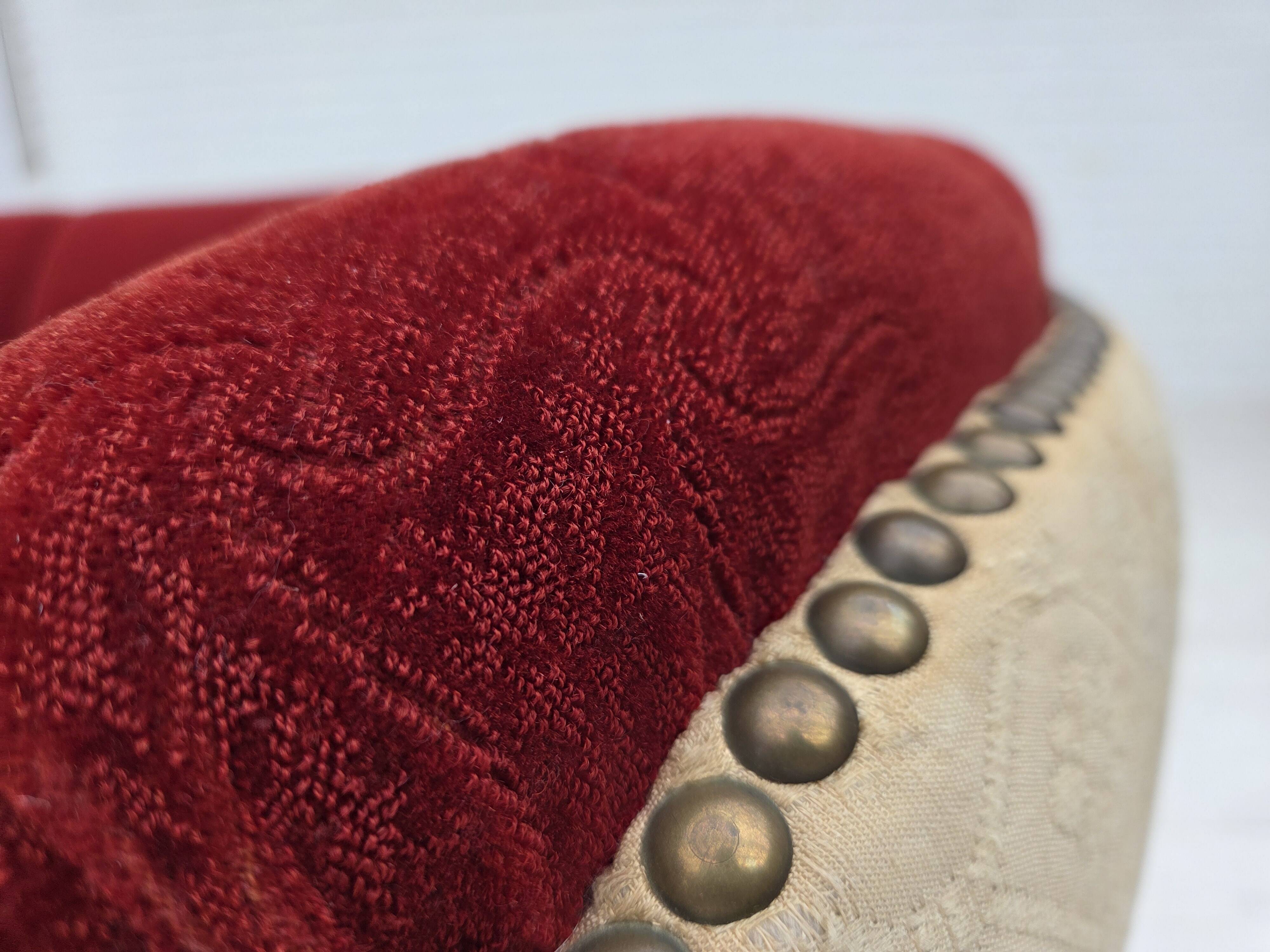 Canapé 2 places courbé danois des années 1960, tissu d'ameublement en ...