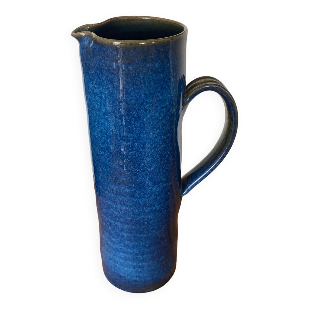Grand pichet en grès bleu intense signé | Selency