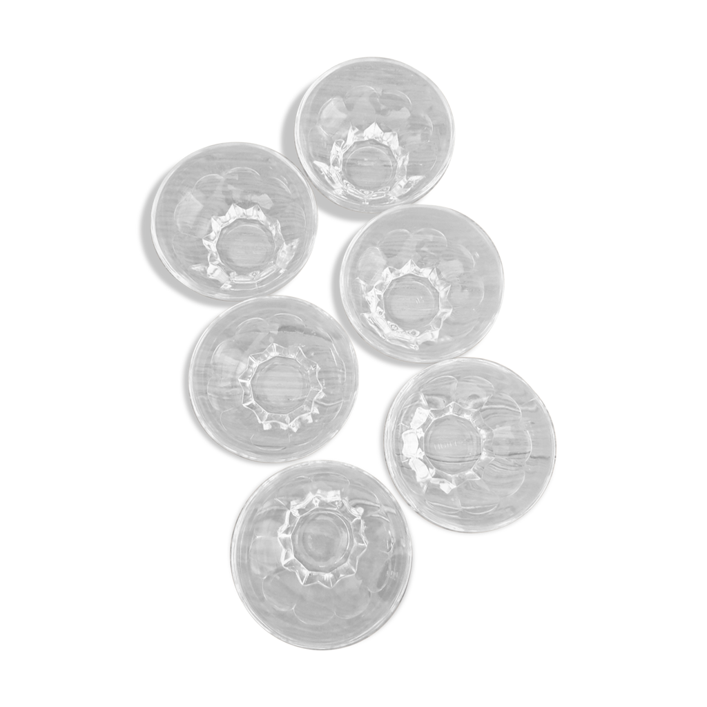6 coupelles en verre transparent huilor | Selency