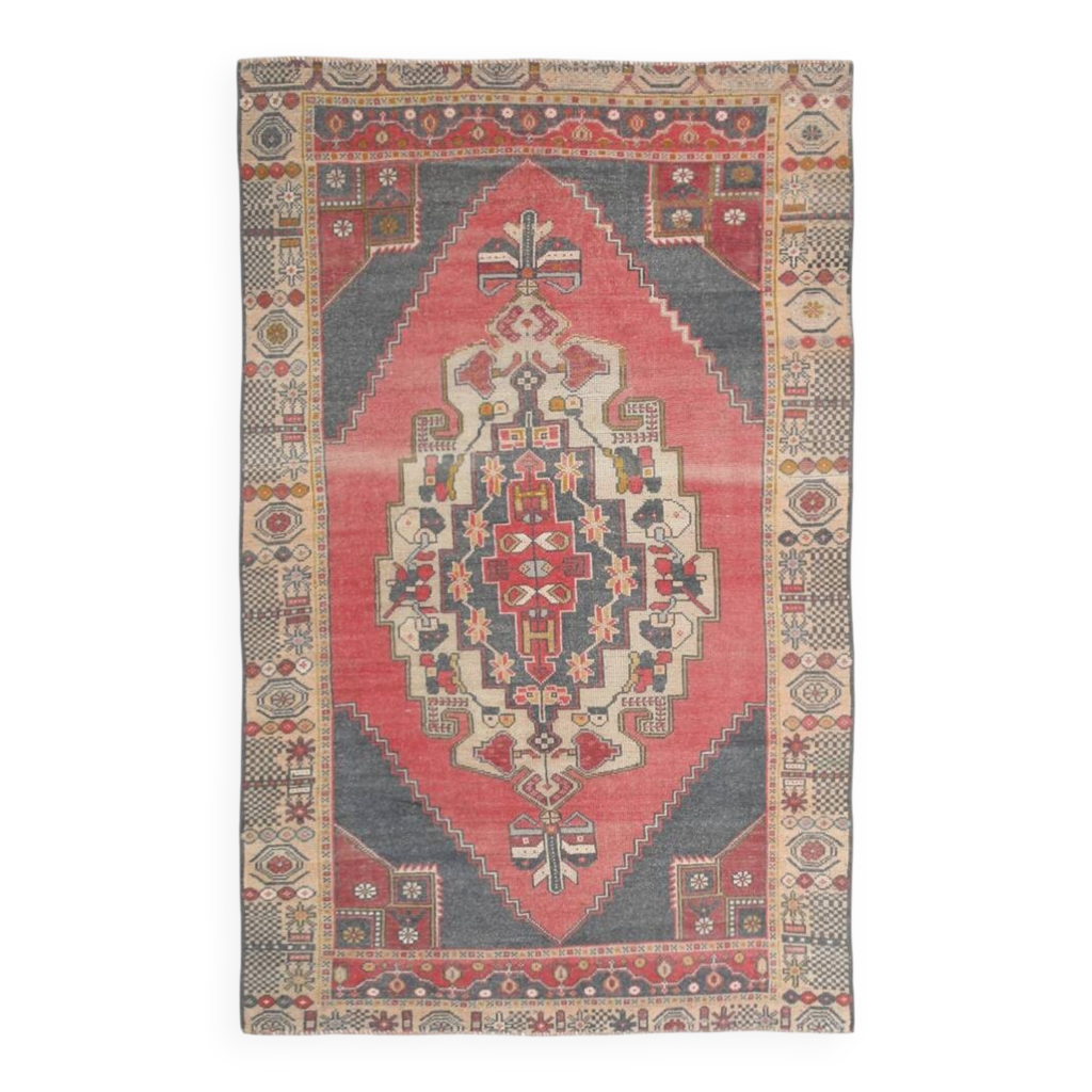 Tapis turc vintage de créateur à motif géométrique vintage 136x244, 5x7 ...