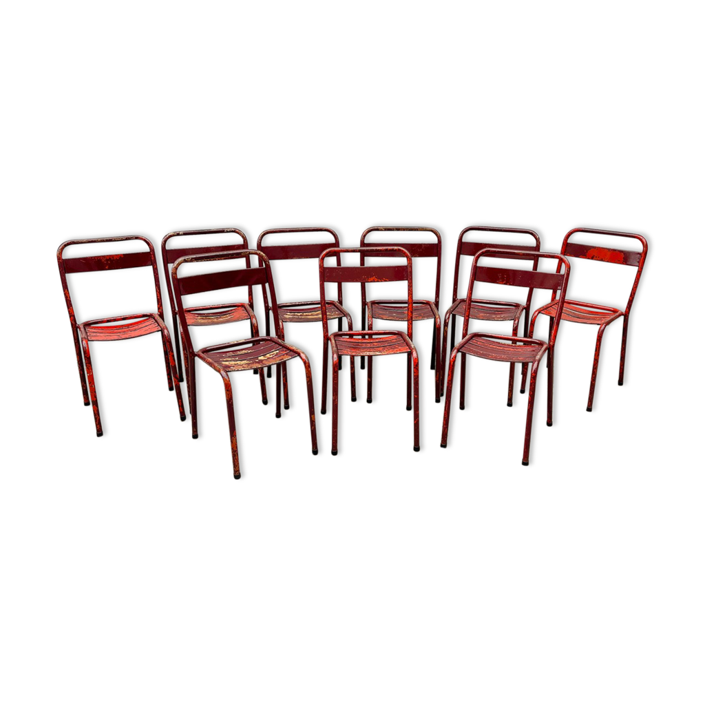 Série de 9 chaises bistrots métal | Selency