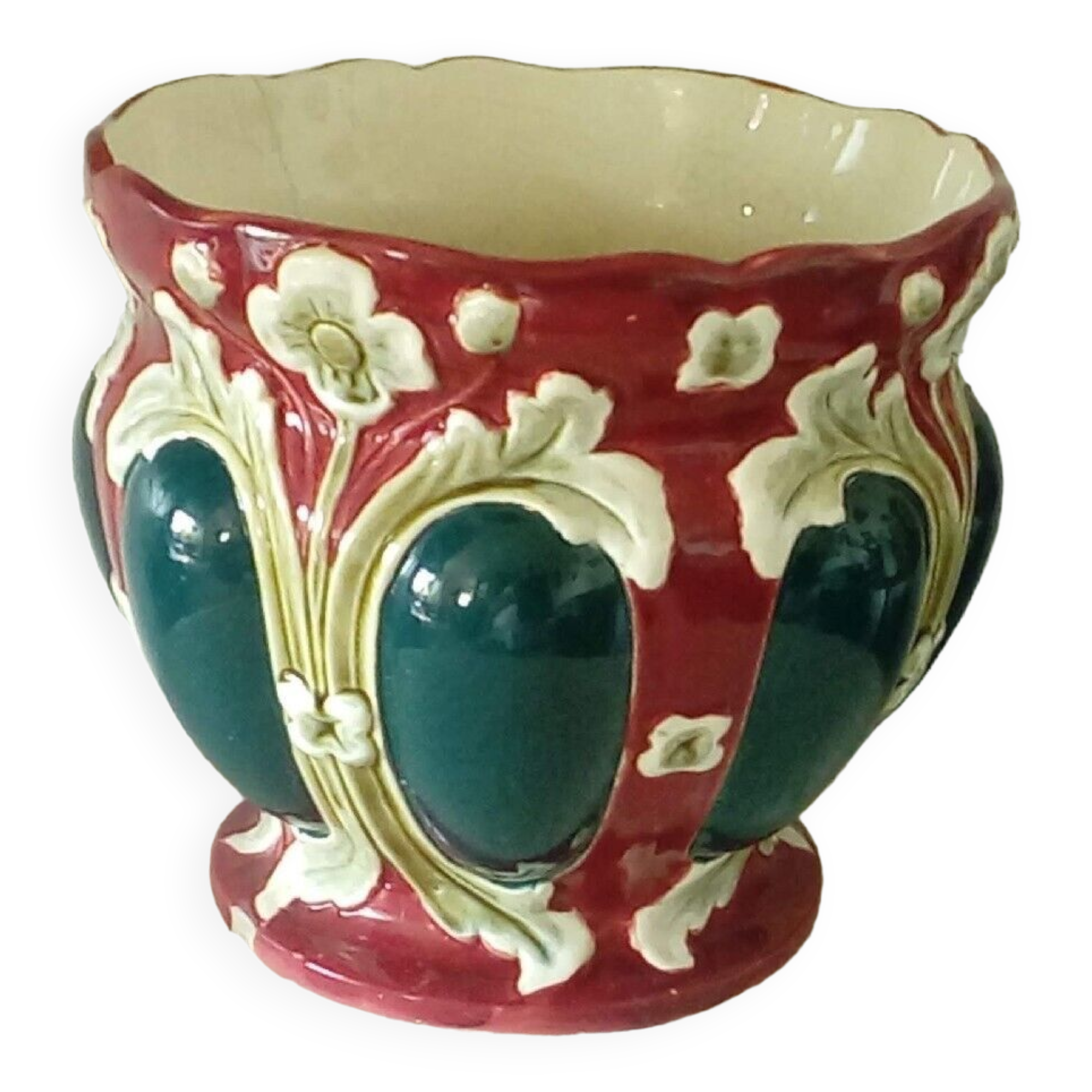 Cache pot en barbotine époque art nouveau Onnaing | Selency