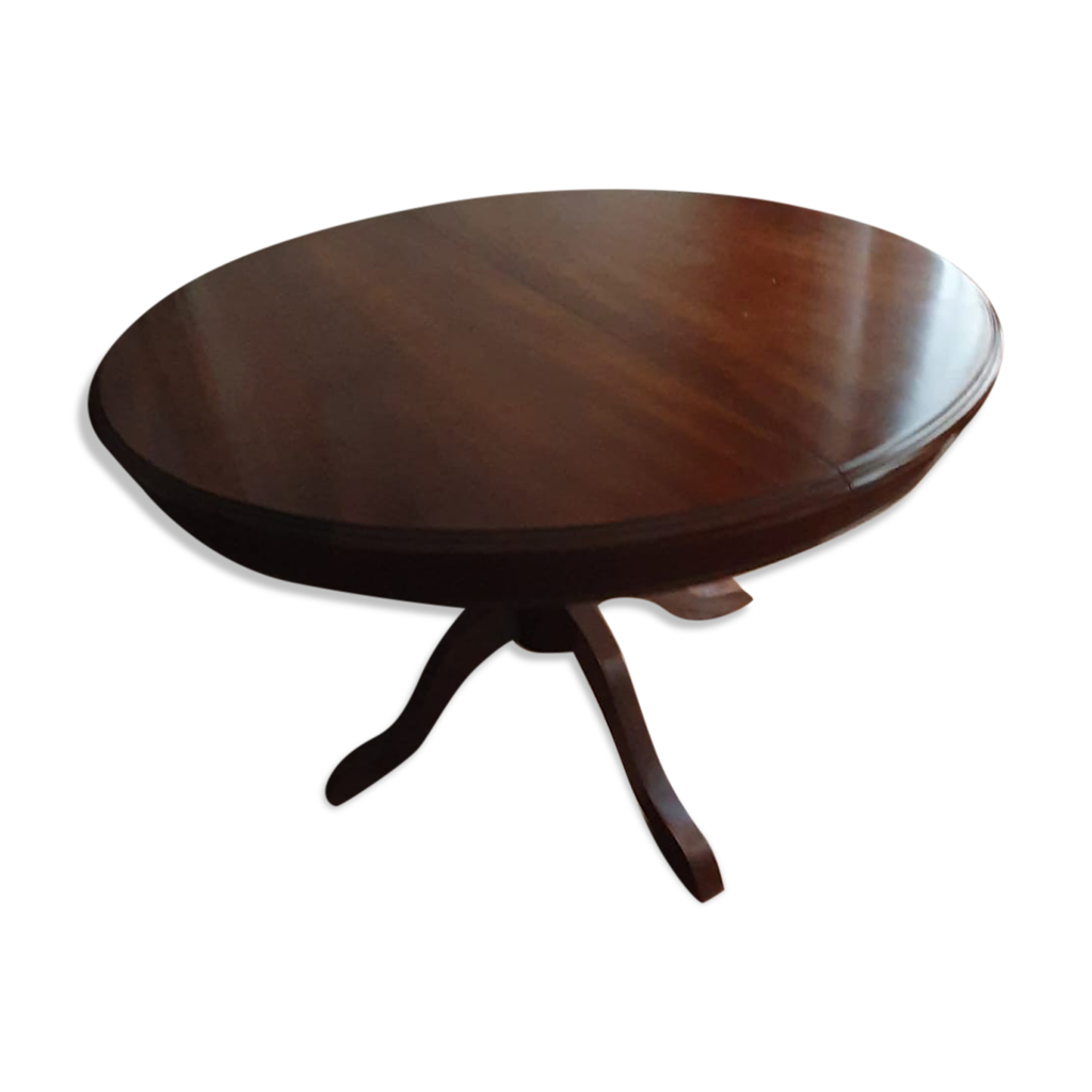 Table ronde extensible en merisier piètement central | Selency