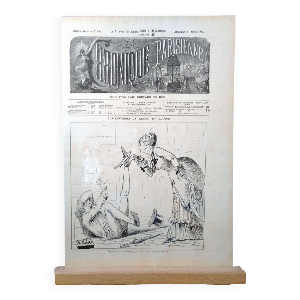 A drawing illustration from Chronique Parisienne magazine 1885 ...