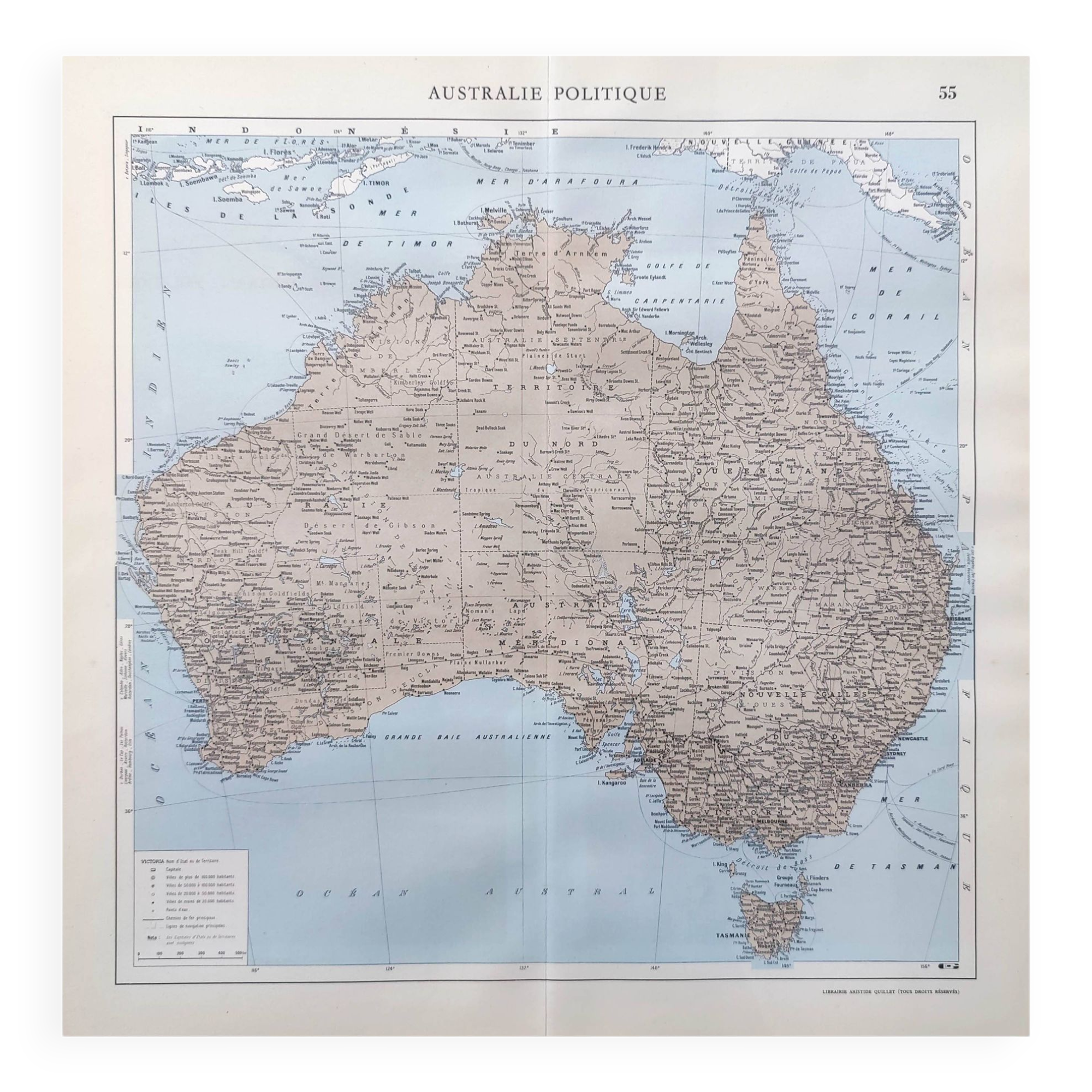 Old map of Australia 43x43cm from 1950 | Selency