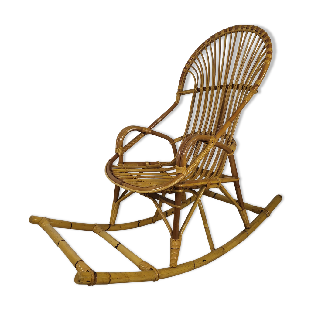 Rocking-chair rotin vintage | Selency