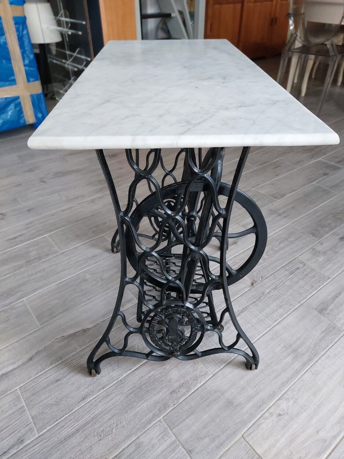 Table fer forgé et marbre Singer | Selency