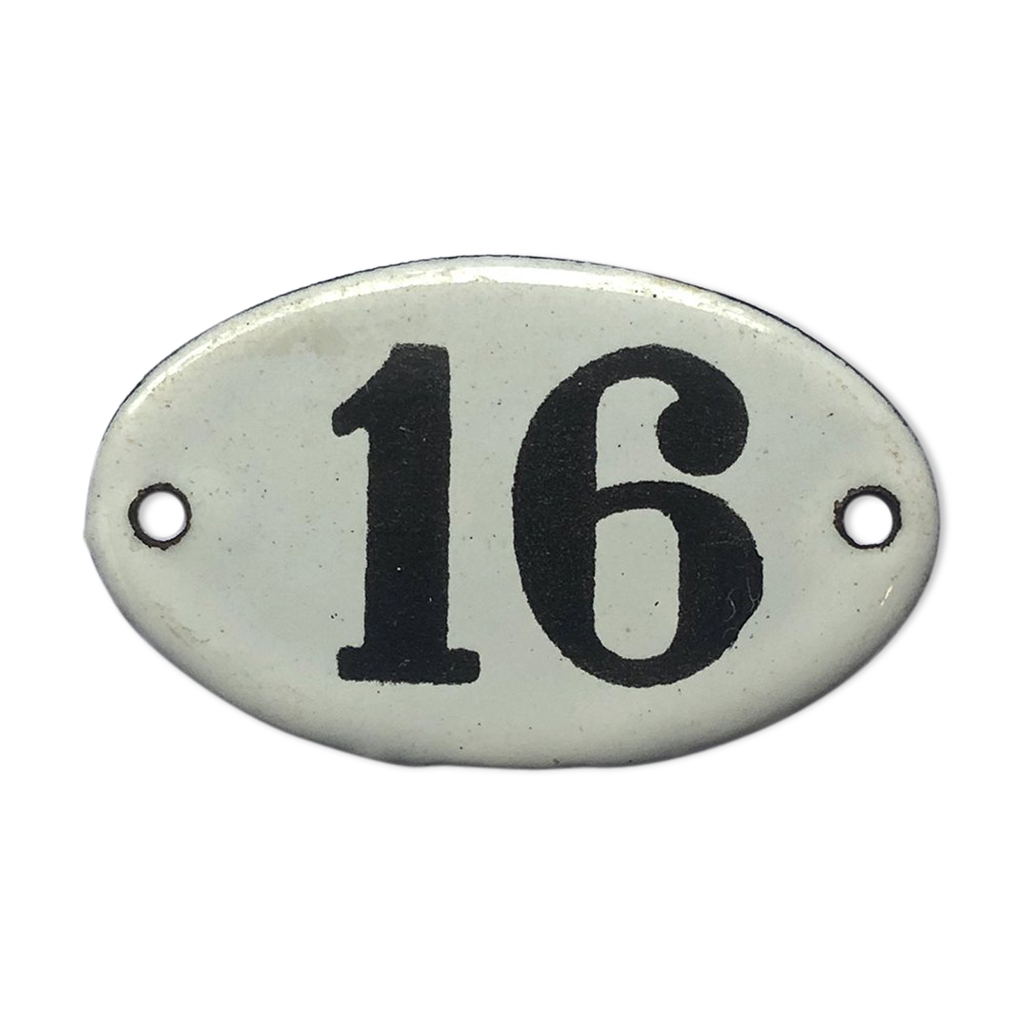 Plaque émaillée chiffre 16 | Selency