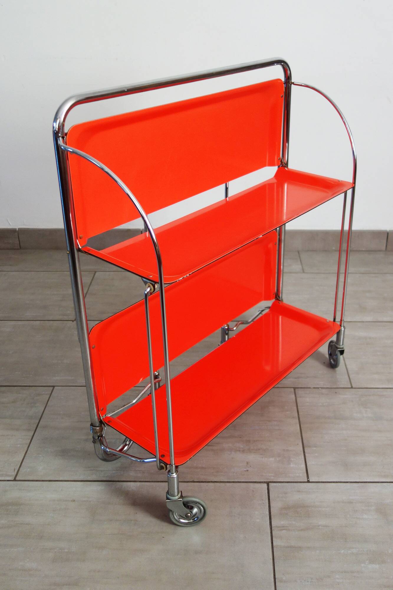 Chariot/Desserte pliable Orange, Bremshey, 1970 | Selency