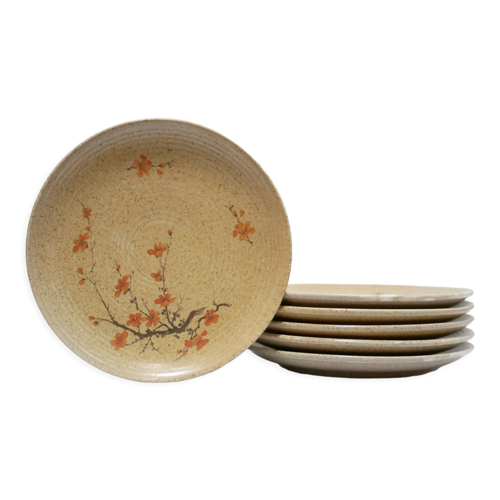 Série de 6 assiettes à dessert vintage en porcelaine par la Maison ...