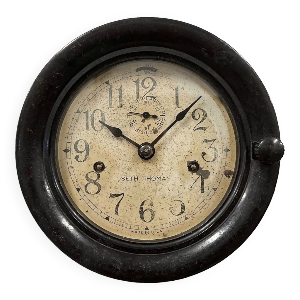 Horloge Murale Maritime Mécanique Vintage en Bakélite de Seth Thomas, 1950s | Selency