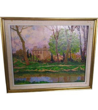 Tableau de rene beauclair (1875-1960) peintre de montauban le canal ...