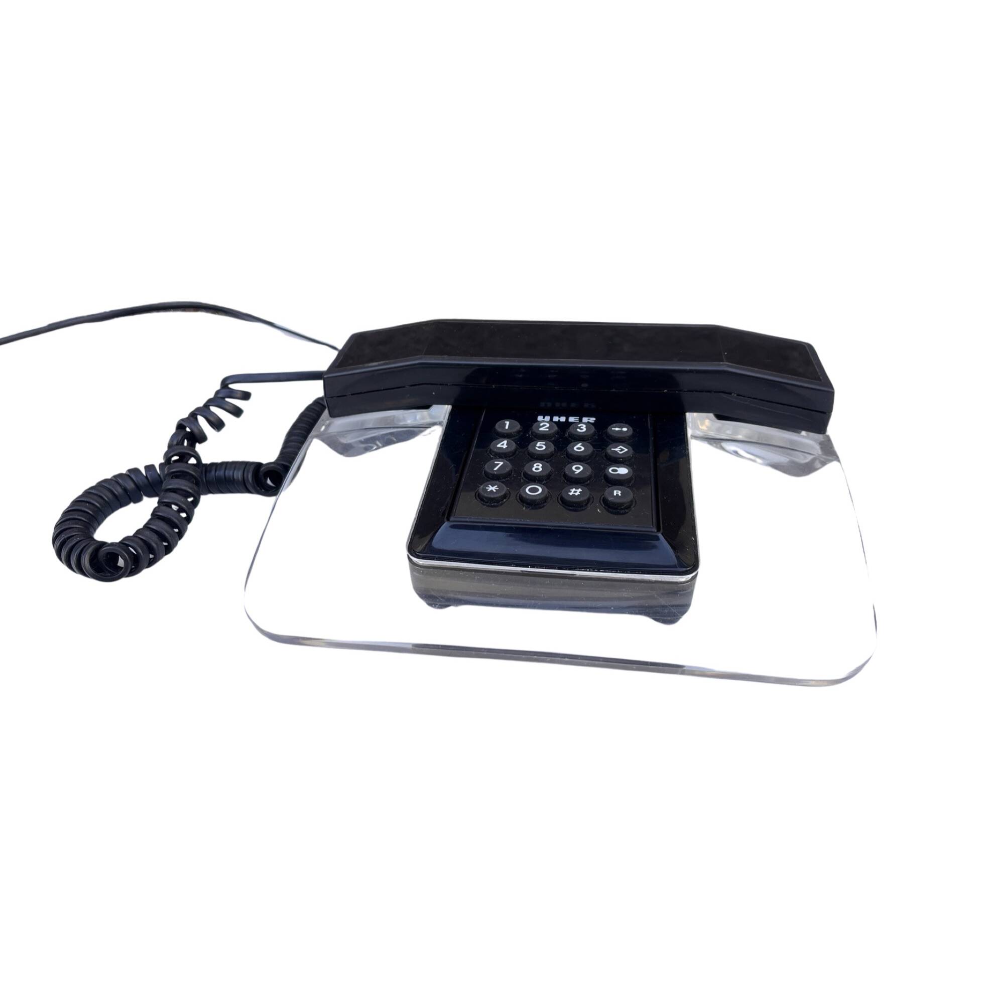Téléphone fixe moderniste italien en plexiglas, Decko, années 1990 ...
