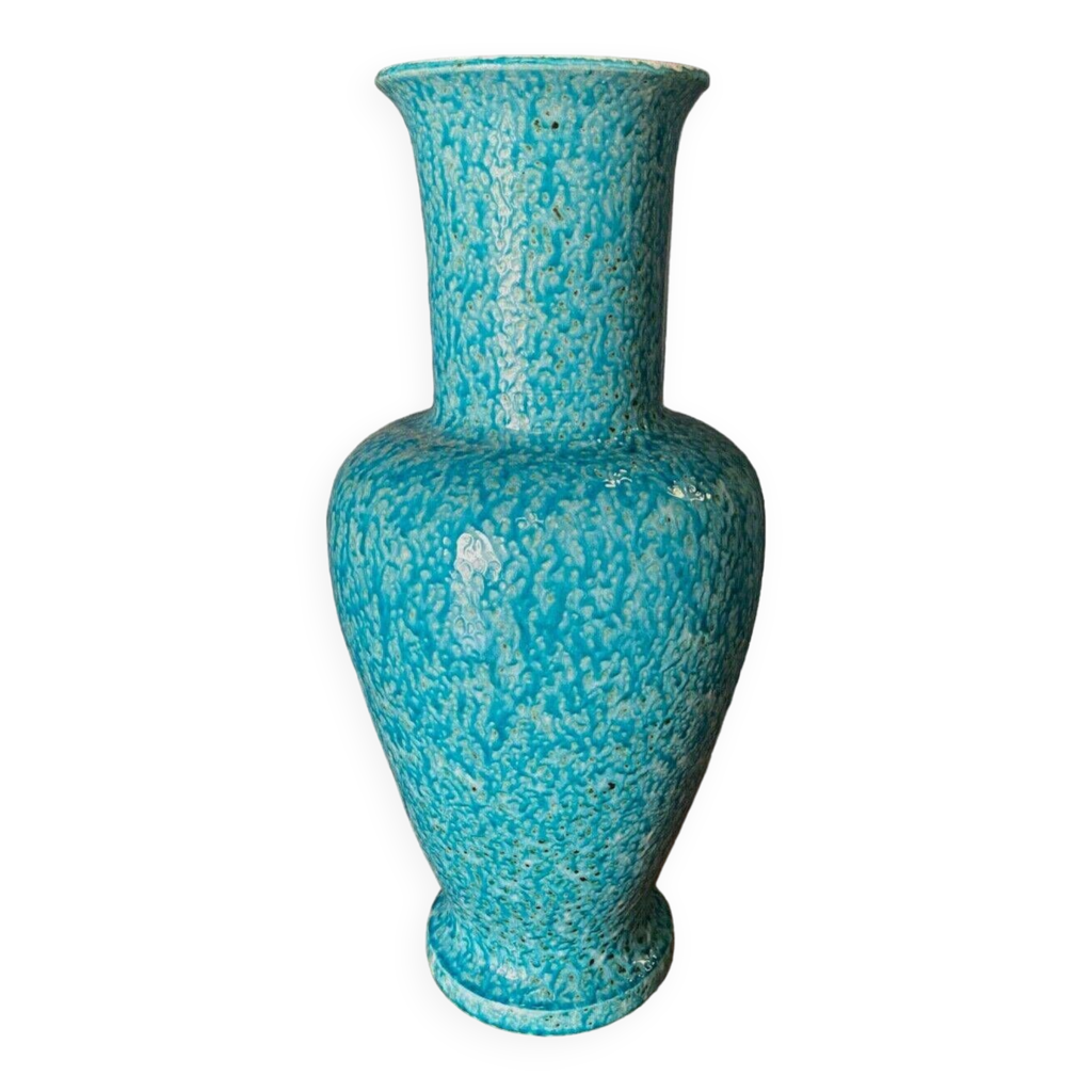 Vase en céramique Asiatides fond bleu 1960 | Selency