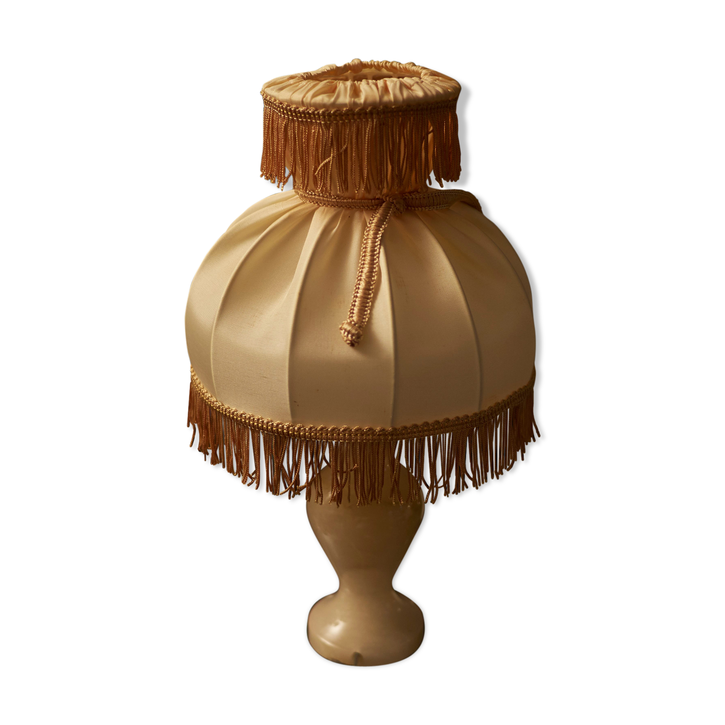 Lampe à frange rose poudre pied en albatra | Selency