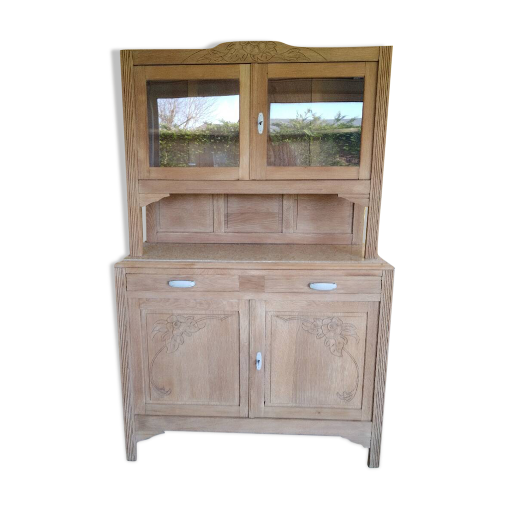 Buffet haut 2 parties bois massif rénové | Selency