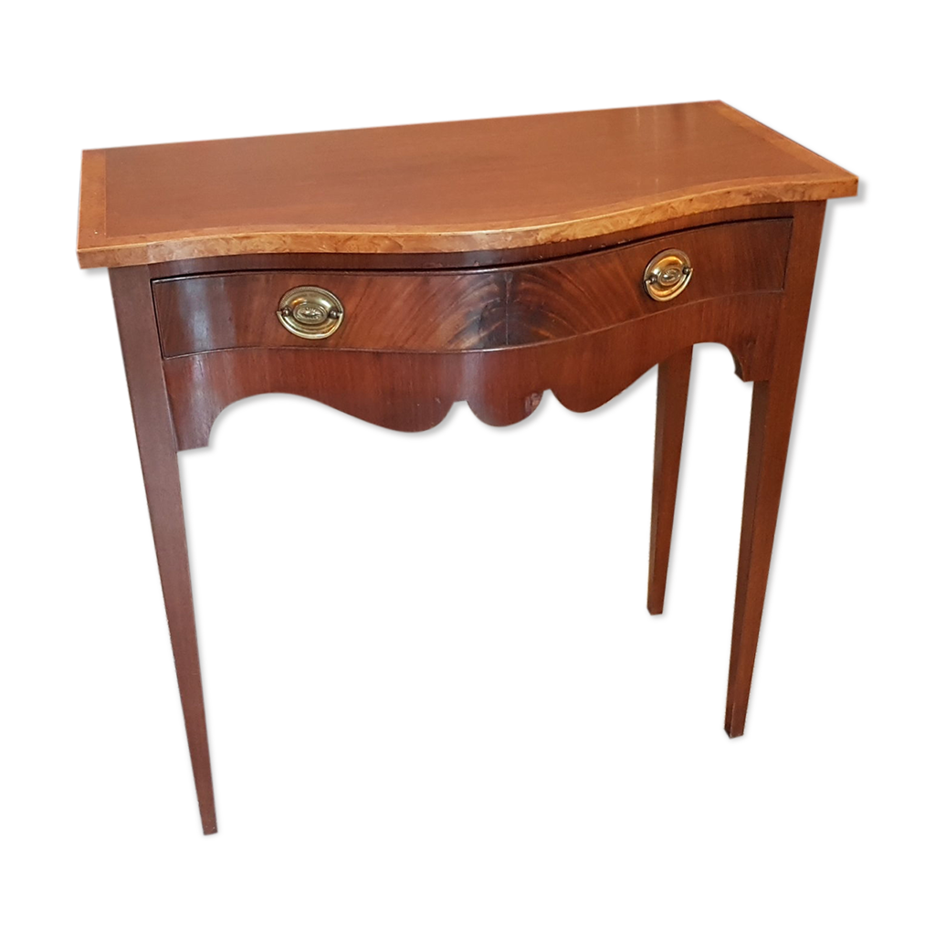 Console en acajou bord d'if devant ondulé (yew edge console table) | Selency