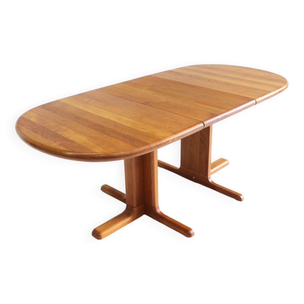 Table à manger ovale extensible danoise vintage en teck massif | Selency