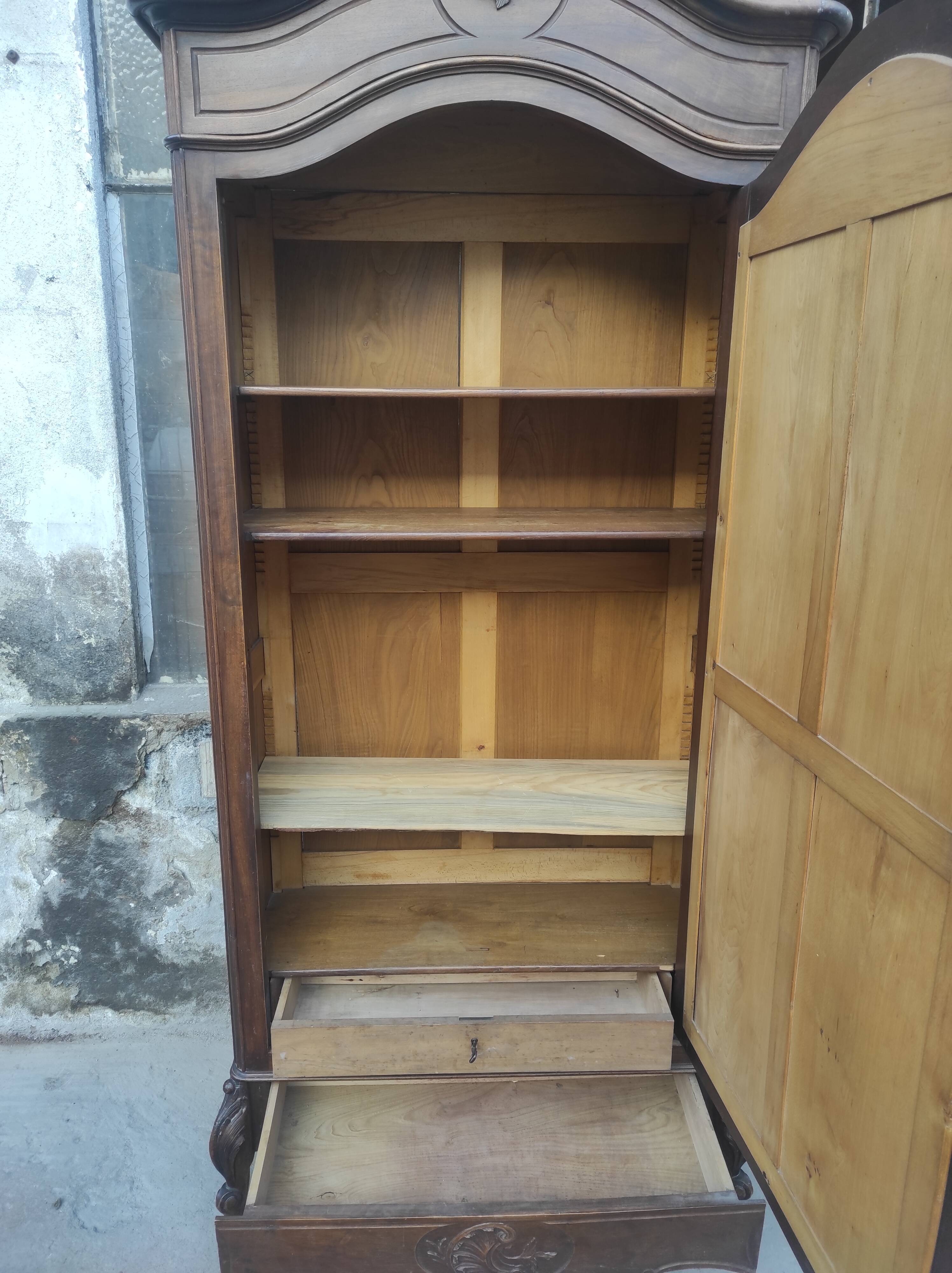 Ancienne bonnetière armoire à glace à coquille Louis XV XIXe siècle ...