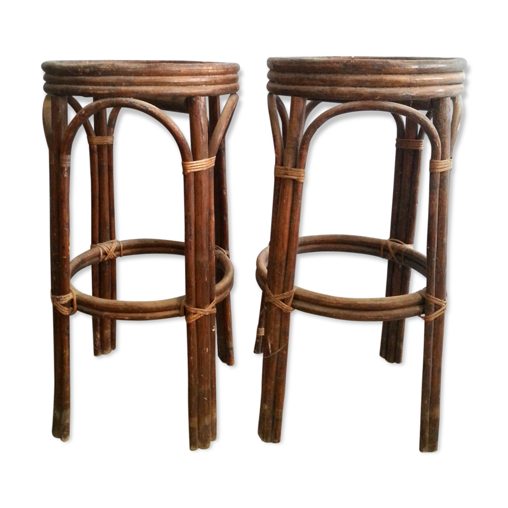 Duo 2 tabouret de bar vintage bambou | Selency