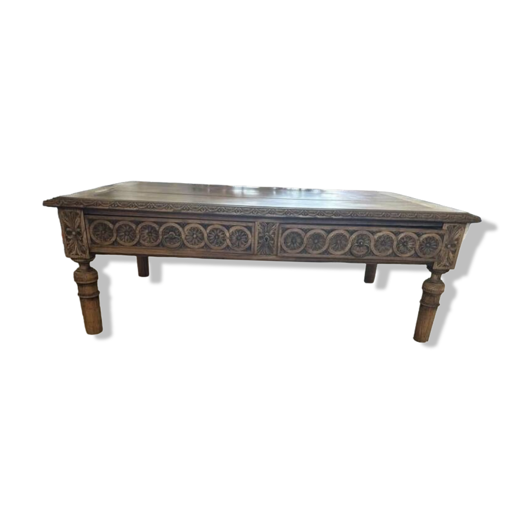 Grande table basse ancienne bois sculpté rennaise | Selency
