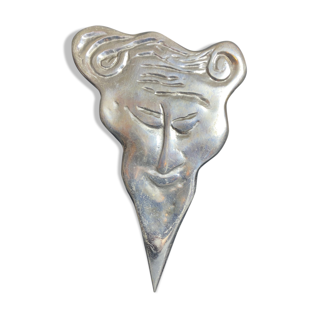 Miroir face à main anthropomorphe, en aluminium, Pucci de Rossi | Selency