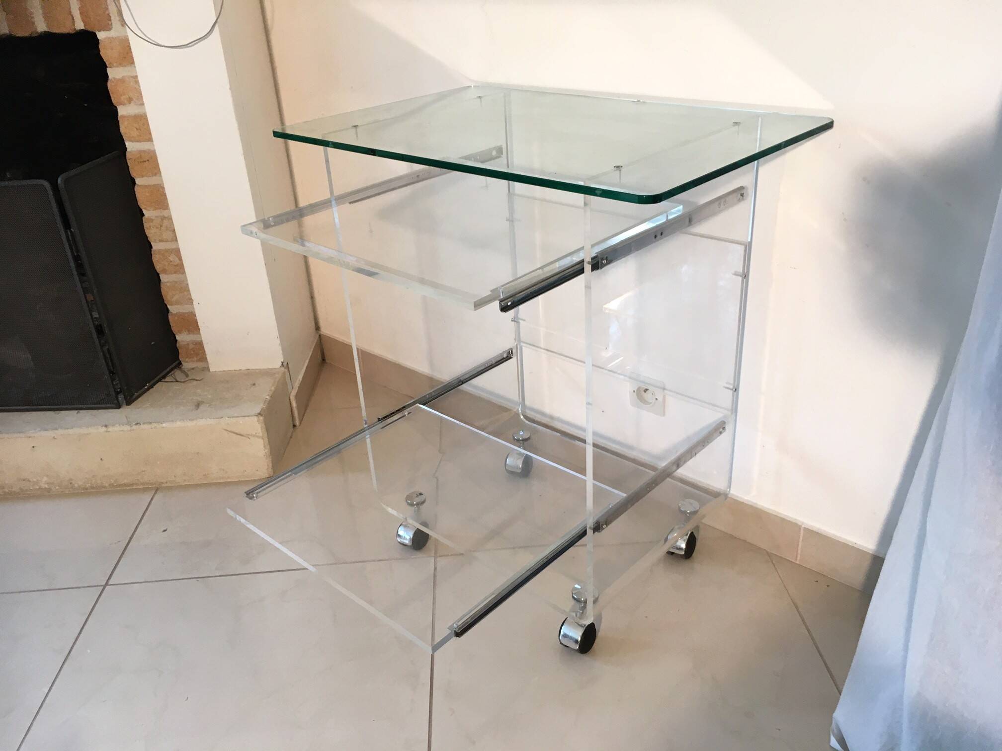 Table en plexiglass pouvant servir de console d'ordinateur ou de desserte | Selency