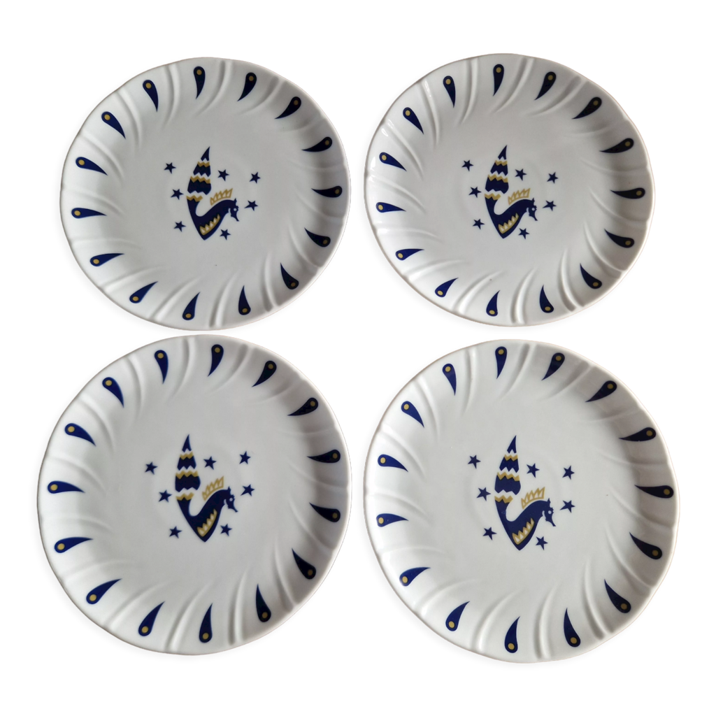 Set de 4 assiettes plates pour Air France, design Jean Picart le Doux ...