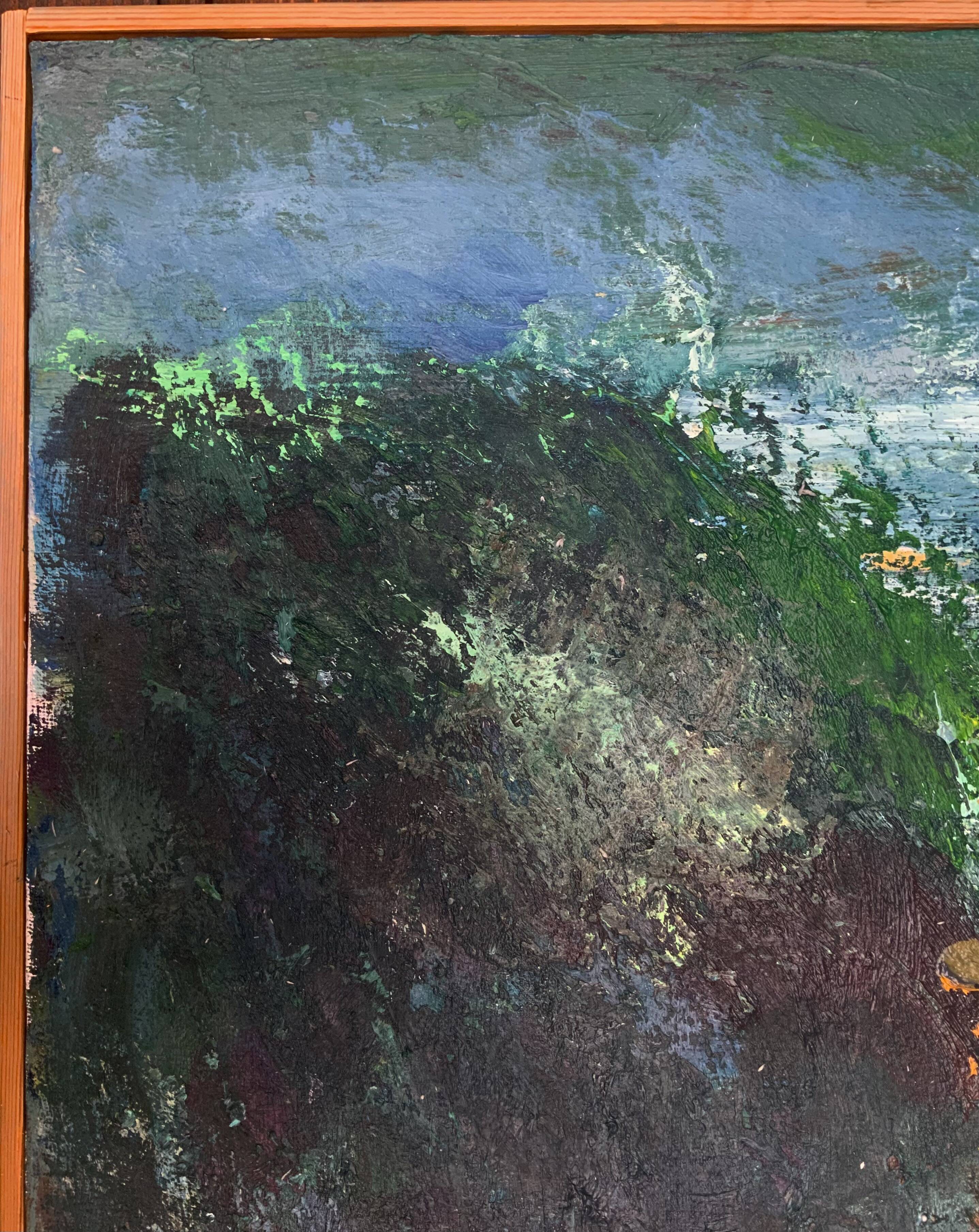 Huile abstraite sur toile paysage marin « Côte d'Hakland » signée par ...