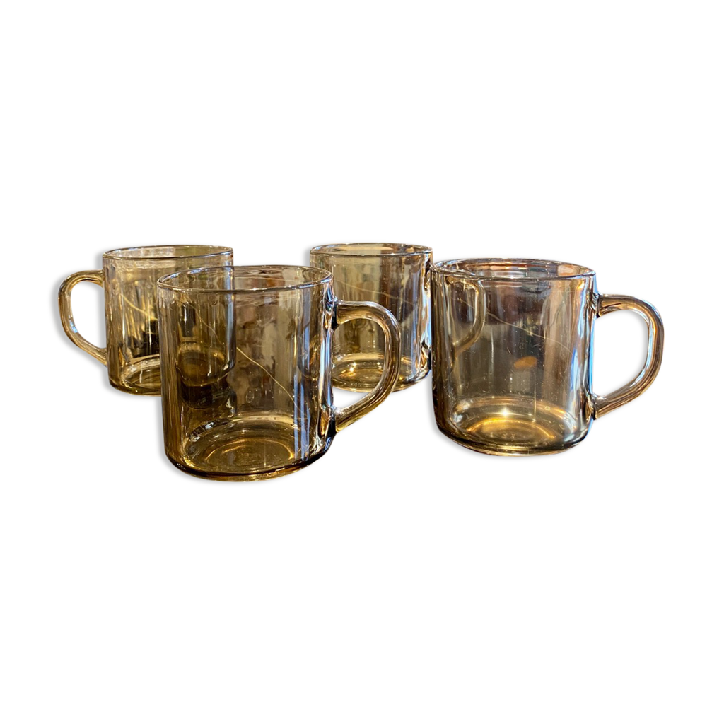 Lot de 4 mugs arcoroc en verre fumé | Selency