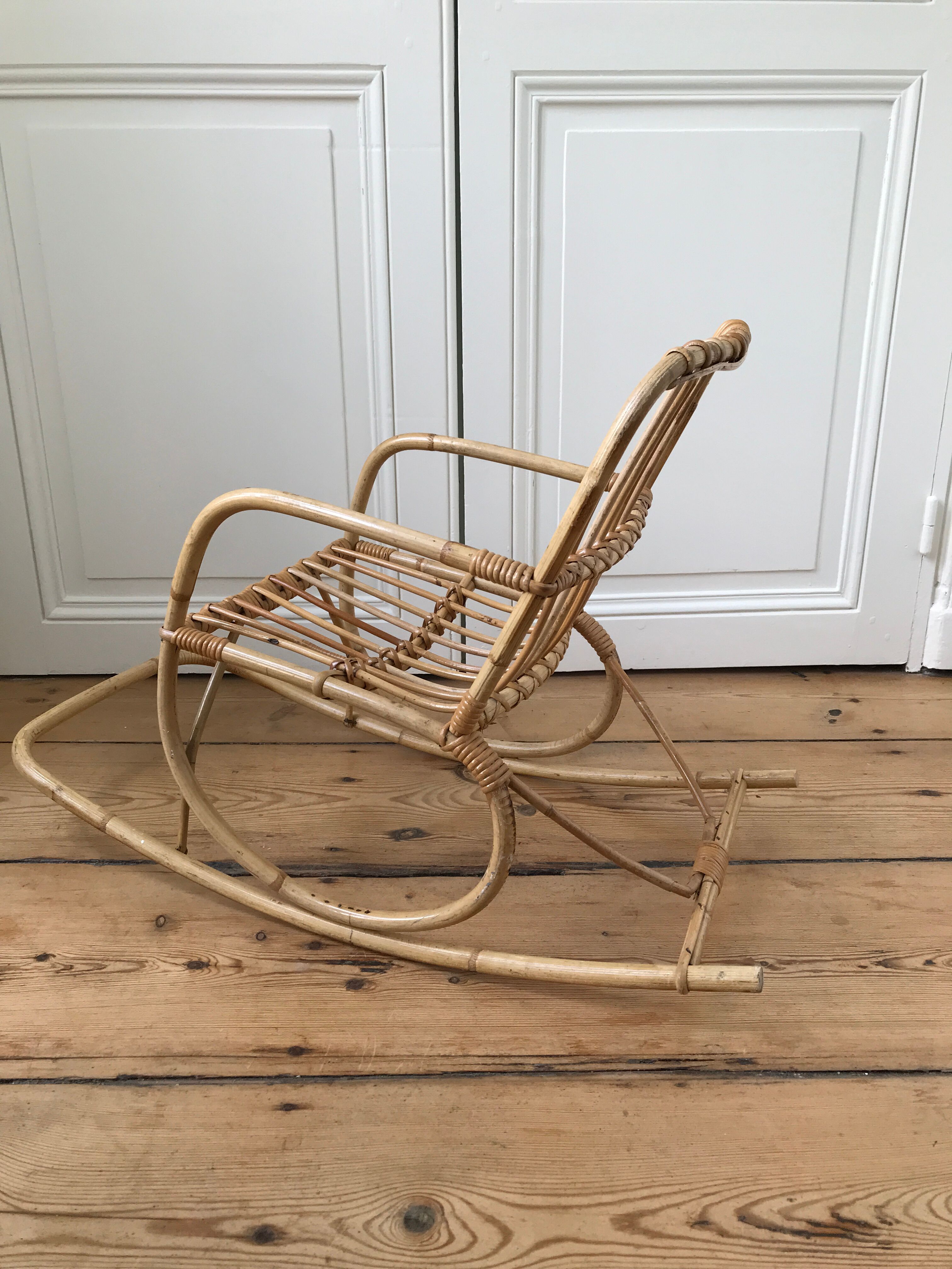 Rocking-chair enfant en rotin | Selency