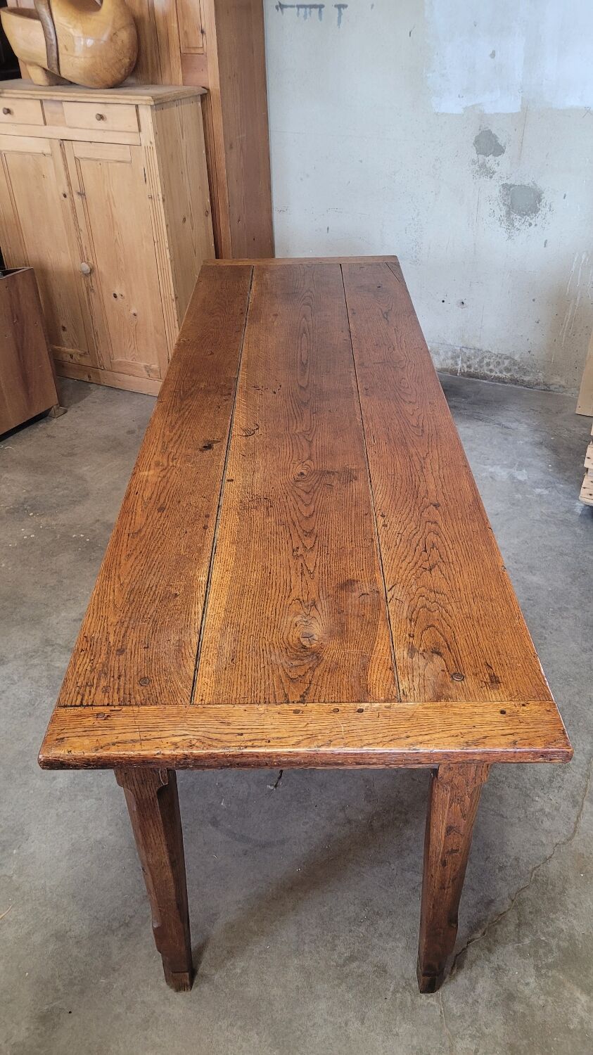 Table de ferme rustique ancienne 19ème en chêne massif -2m20 | Selency