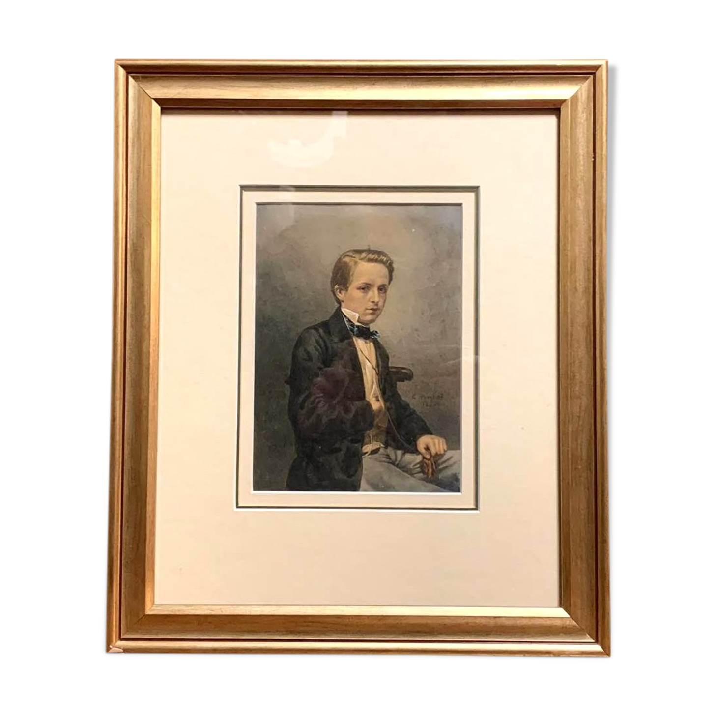 Portrait en aquarelle sur papier parchemin de m. le professeur porchat ...