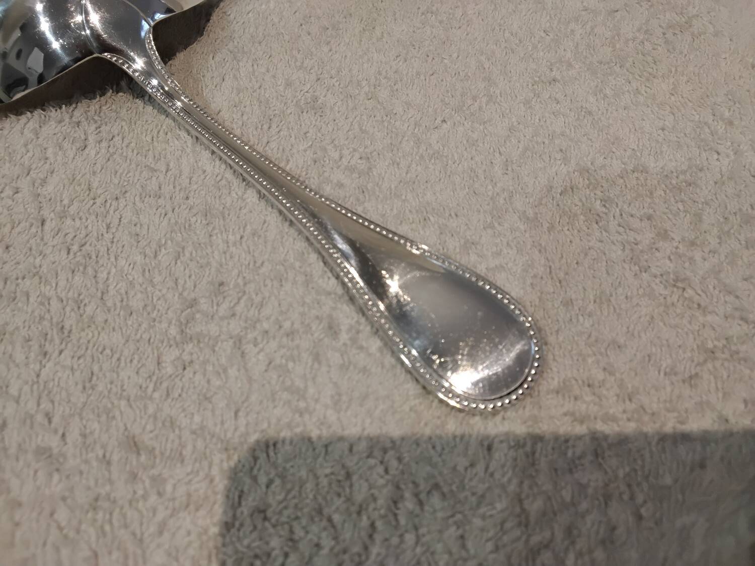 Louche gras maigre métal argenté orfèvre Christofle modèle perles | Selency