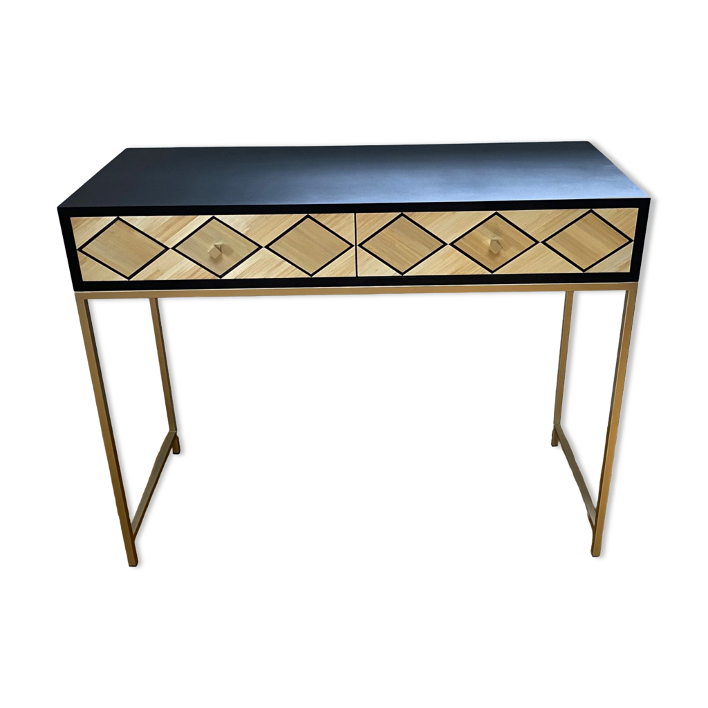 Console Losanges Marqueterie de paille | Selency