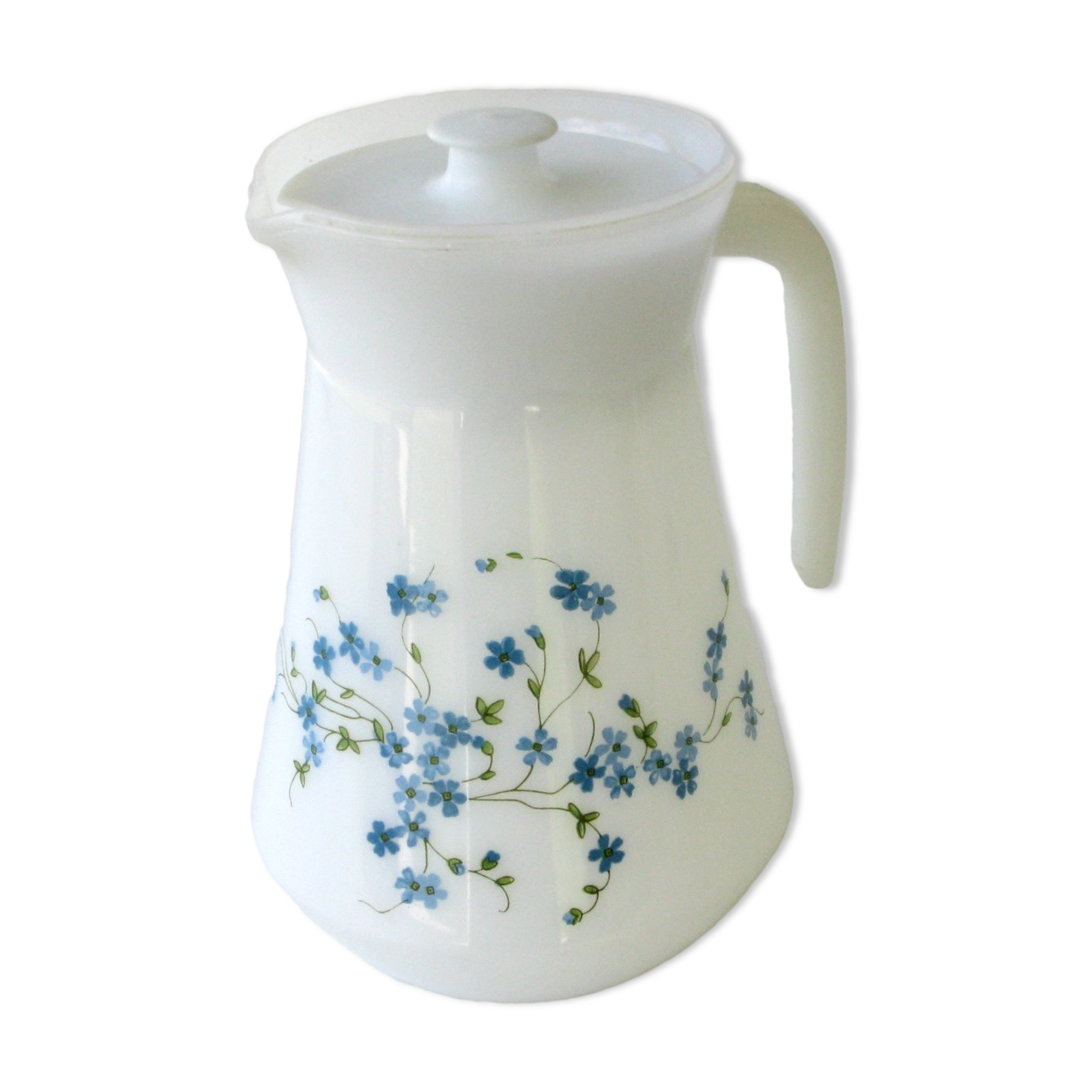 Pichet arcopal avec couvercle - décor myosotis | Selency