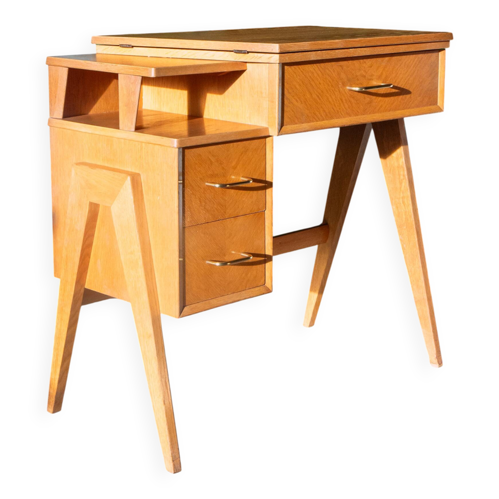 Bureau SINGER pieds compas des années 60 | Selency