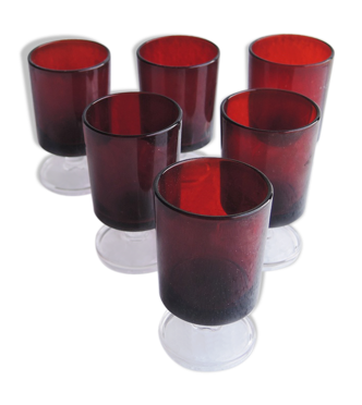 6 anciens verres rouge Luminarc France | Selency