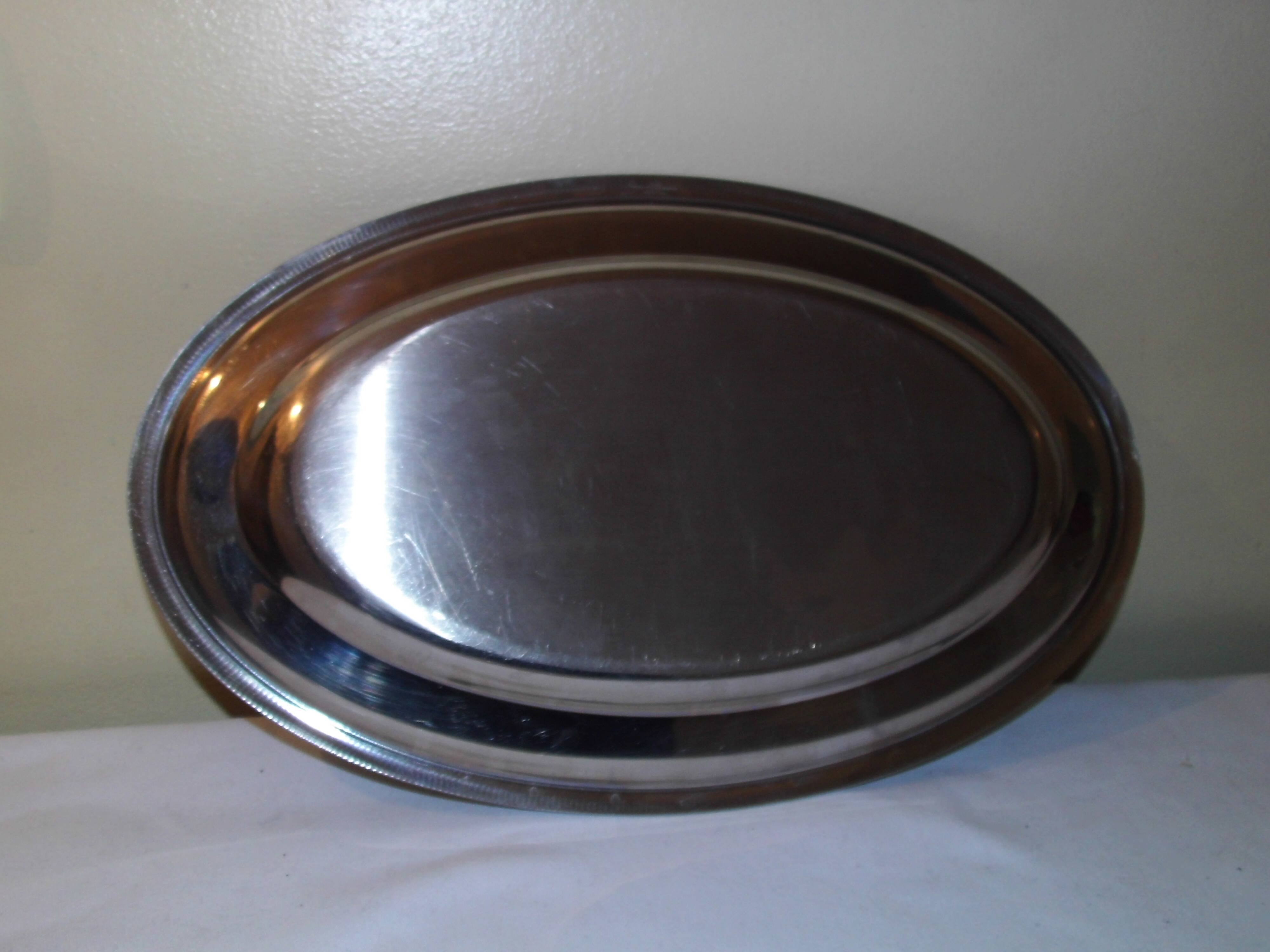 Plat de service ovale en inox - LETANG REMY - 18/10 | Selency