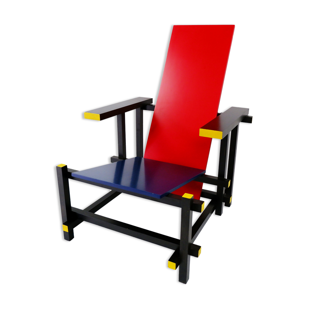 Chaise rouge & bleue Gerrit Rietveld par Cassina | Selency