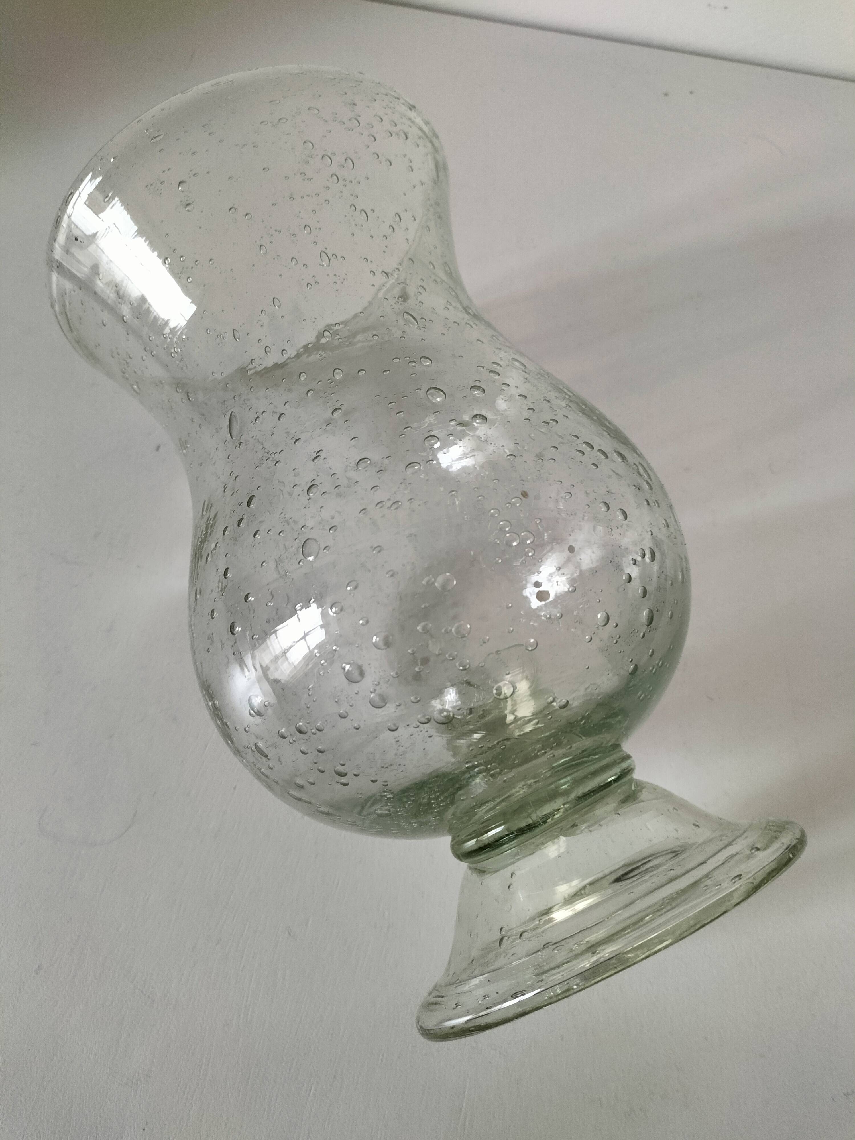 Photophore en verre bullé soufflé, forme balustre – esprit atelier ...